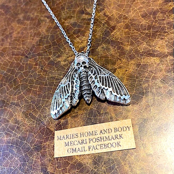 Jewelry | Dead Head Death Hawk Moth Silver Necklace Unisex Jewelry Goth ...